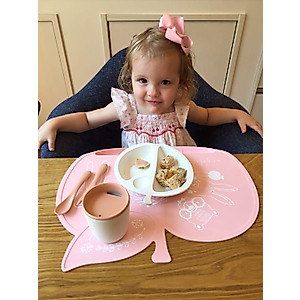angelette Silicone Placemat for Baby and Toddler, Food Catcher placemat, Non Slip Placemats for Kids, Cute Placemat/Food Grade Silicone - Free of BPA