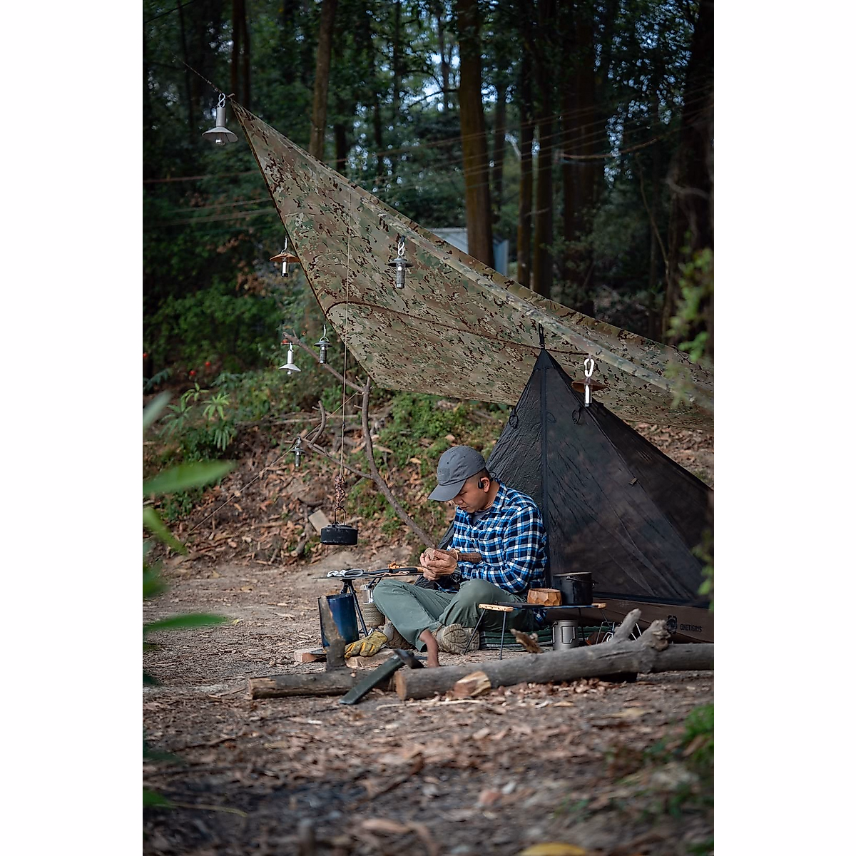 OneTigris Mesh Teepee Tent, Ultralight 1 Person Screen Room with Waterproof Bathtub Floor for Outdoor Camping Hiking Backpacking Bushcraft Tarp Hot Tent Shelter