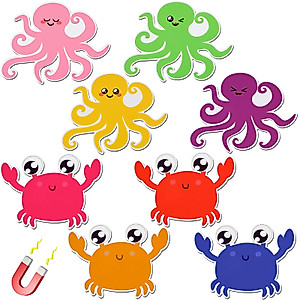 8 Pcs Cruise Door Decorations Magnetic Funny Octopus Caribbean Sea Creatures Crab Cruise Door Magnet Cruise Door Magnets for Cabin Ship Door or Stateroom