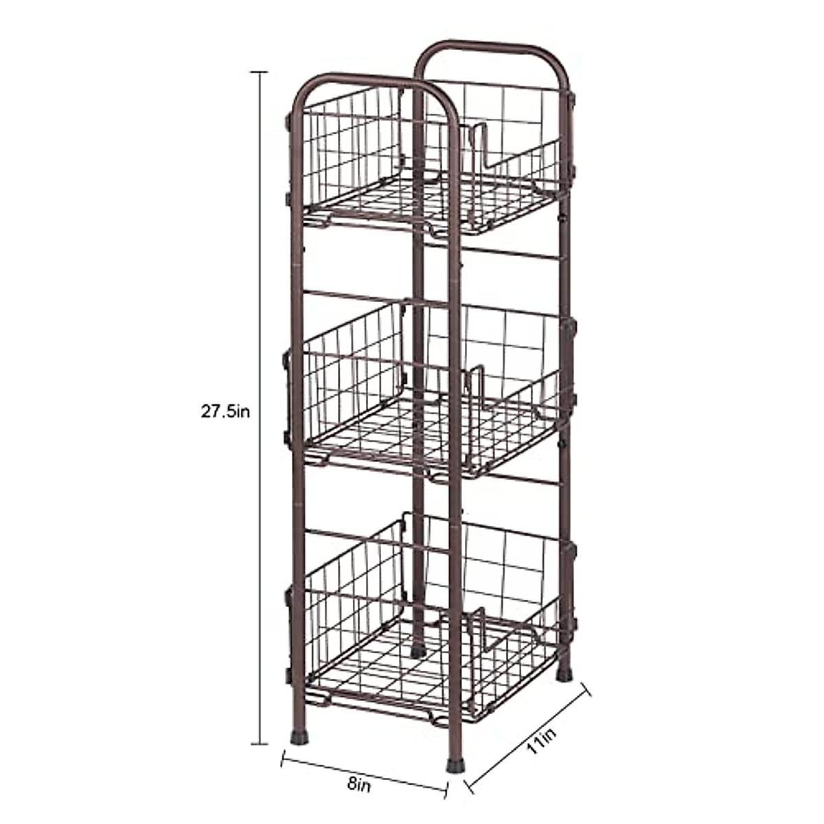 Bathroom Standing Shelf Unit, 3 Tier Towel Storage Shelf Metal Storage Rack for Bathroom Holds Bath, Soap, Shampoo, Paper and Toiletries(Brown)