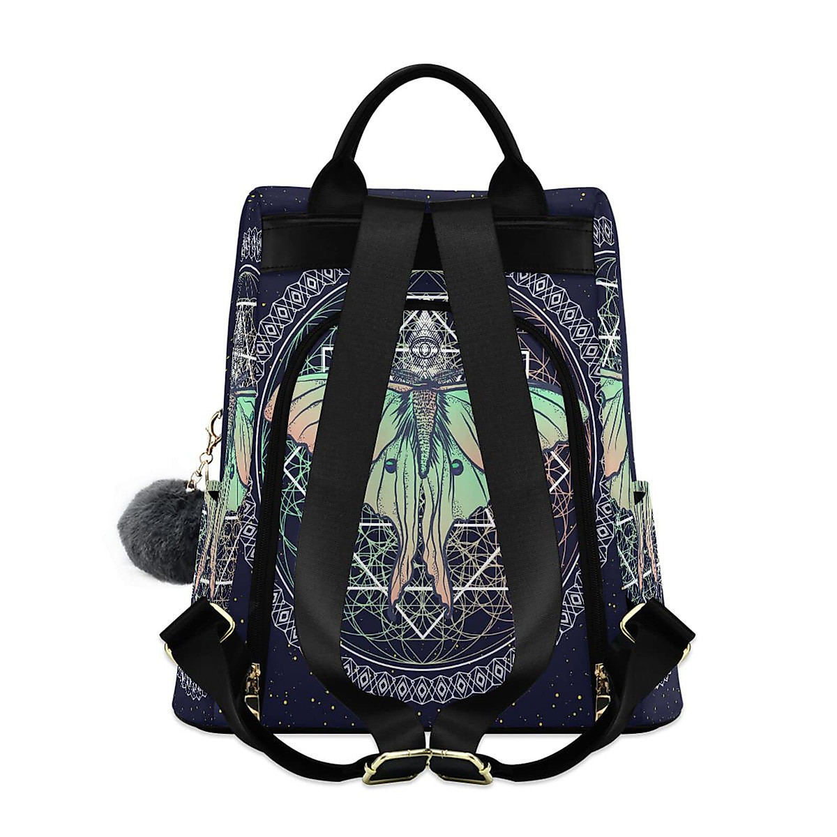 ALAZA Beautiful Night Moth Boho Backpack Purse for Women Travel Bag Anti Theft Back Pack Fashion Shoulder Bag with Adjustable Straps