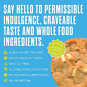 Toto Vegan Cookies, Birthday Cake Cookie, High Fiber Snacks, Gluten Free Cookies, Plant Based Snacks with Superfoods & Adaptogens, 8gr Protein Cookies, Pack of 10 Individually Wrapped Cookies