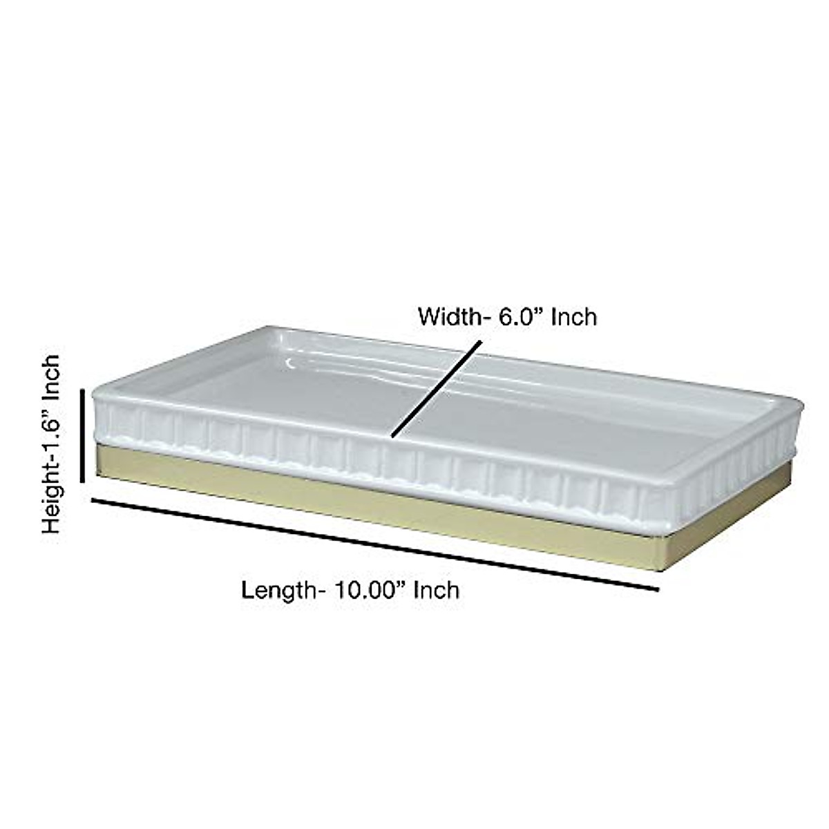 nu steel PAN-8PC/SET Panache Ceramic Bath Accessory Set for Vanity Countertops 8 Piece Includes Container, Dish,Tooth Brush, Tumbler,soap Lotion,Waste Basket,Tissue Box Holder,Tray-White/Gold