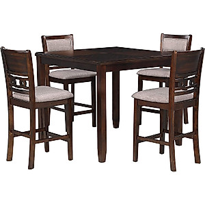New Classic Furniture Gia 5-Piece Dining Table with Four Chairs, 42" Counter Set, Cherry