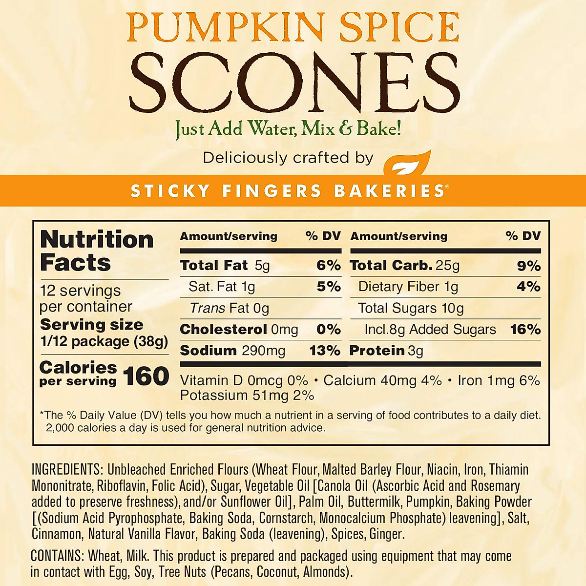 Sticky Fingers Mix Scone Pumpkin Spice 14 Oz