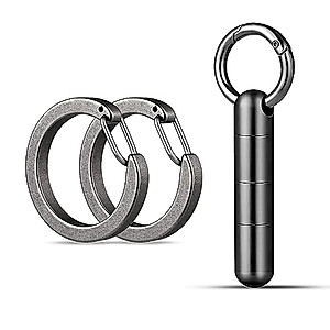 TISUR Titanium Carabiner Keychain Clip+Keychain Pill Holder