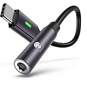 Stouchi USB C to 3.5mm Dongle Adapter, USB C to 3.5mm Headphone Jack Hi-Fi DAC Compatible with Pixel 7/6a/6/5, iPad Mini 6, Samsung Galaxy S22/S21/S20 Plus Ultra, Note 20/10- Grey