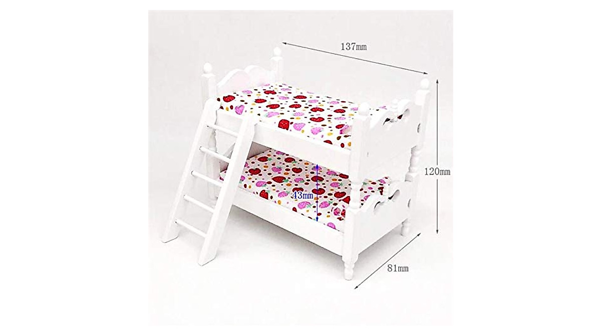 EatingBiting Miniature Bunk Bed 1:12 - Handcrafted Room Furniture Accessory