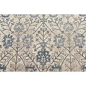 Unique Loom Salzburg Collection Area Rug - Gneis (5' Square, Cream/ Light Blue)