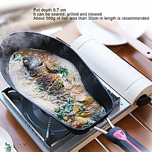 gernie Non Stick Fish Pan, 3D Fish Shaped Frying Pan Skillet Stainless Steel Oval Shaped Non Stick Frying Pan for Kitchen Camping, Heat Evenly, Easy to Clean, gernietdfg1rxknw