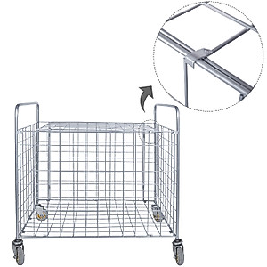 MyGift Professional Gym Chrome Silver Metal Multi Sports Ball Storage Cart with Jumbo Industrial Wheels, Commercial Grade Portable Equipment Locker Cage for Basketball, Football, Soccer, Volleyball