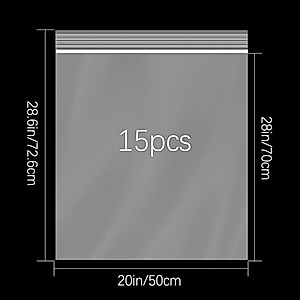 15 Pcs 20'' x 28'' Plastic Zipper Storage Bags Extra Large Plastic Bags 3.1 mil Clear Reclosable Storage Bags for storage
