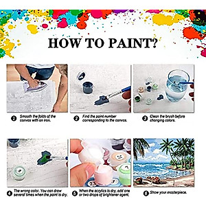 4 Pack DIY Paint by Numbers for Kids Ages 4-8 - Paint by Number for Kids Beginners Easy Acrylic Paint Numbers Canvas Arts Ages 8-12, Oil Painting Paint by Number Kits for Wall Decoration 8x8in