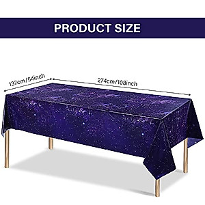 Space Party Tablecloth Purple Nebula Galaxy Plastic Table Cover Space Star Tablecloth Disposable Starry Night Sky Table Cover for Birthday Home Decorations and Supplies, 54 X 108 Inch (1 Pack)
