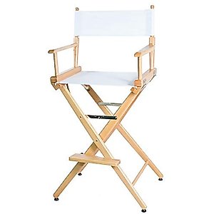Filmcraft Tall Director's Chair (White Canvas, Natural Frame)