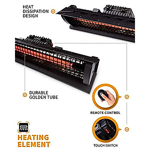 Star Patio Electric Patio Heater with Remote, Wall Mounted, Outdoor Ceiling Patio Heater, Outdoor Heaters, Infrared Heater, Hanging Patio Heater, Industrial Black, STP2020-A-RM N1