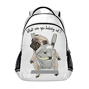 ALAZA Pug Dog Print Puppy Funny Backpack Purse for Women Men Personalized Laptop Notebook Tablet School Bag Stylish Casual Daypack, 13 14 15.6 inch