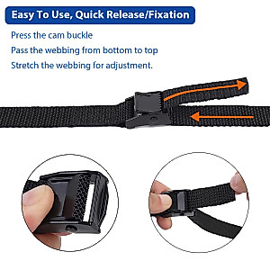 Senzkon Lashing Strap Tie Down Straps 4 Pack 118'' x 0.98'' Load Capacity 350lbs, Quick-Adjust Heavy Duty Tensioning Belts for Securing Goods or Luggage on Trucks,Kayaks,Motorbikes (118''- 4Pack)