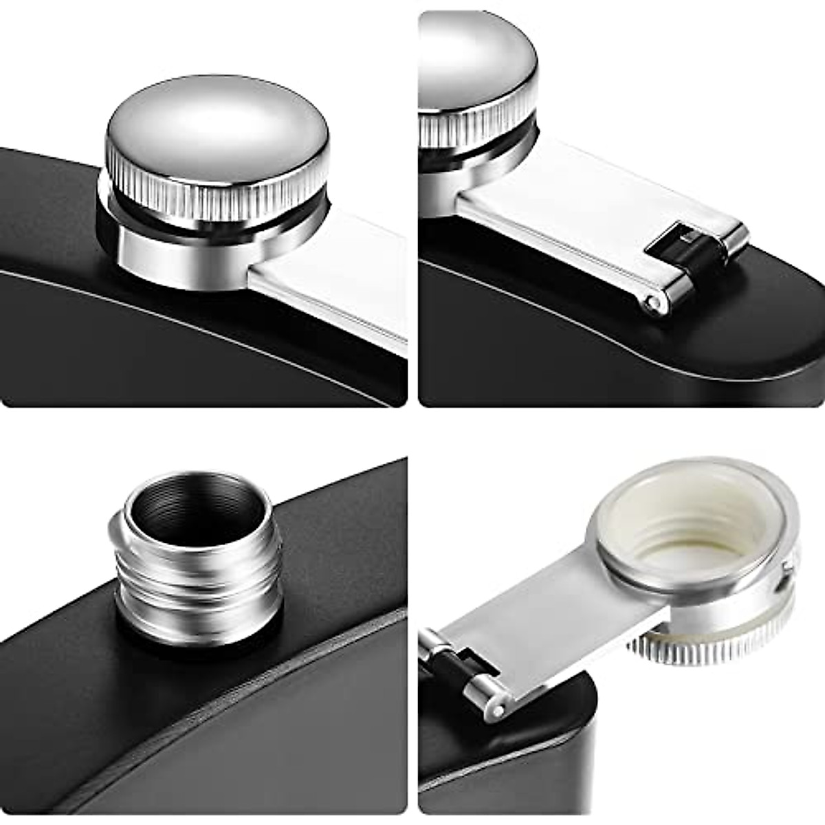 20 Pieces Stainless Steel Hip Flask Matte Black Flask Set Leak Proof Drinking Liquor Flask Metal Hip Flask with 20 Pieces Funnel for Men Women Drinking Alcohol Whiskey Wine Wedding Party Supply (6 oz)