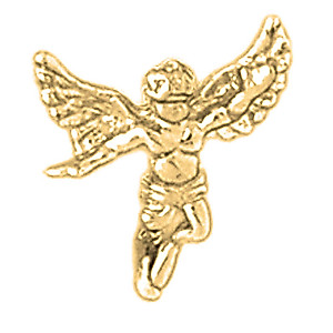 Jewels Obsession Silver Angel 3D, Lapel Pin Pendant | 14K Yellow Gold-plated 925 Silver Angel 3D, Lapel Pin Pendant
