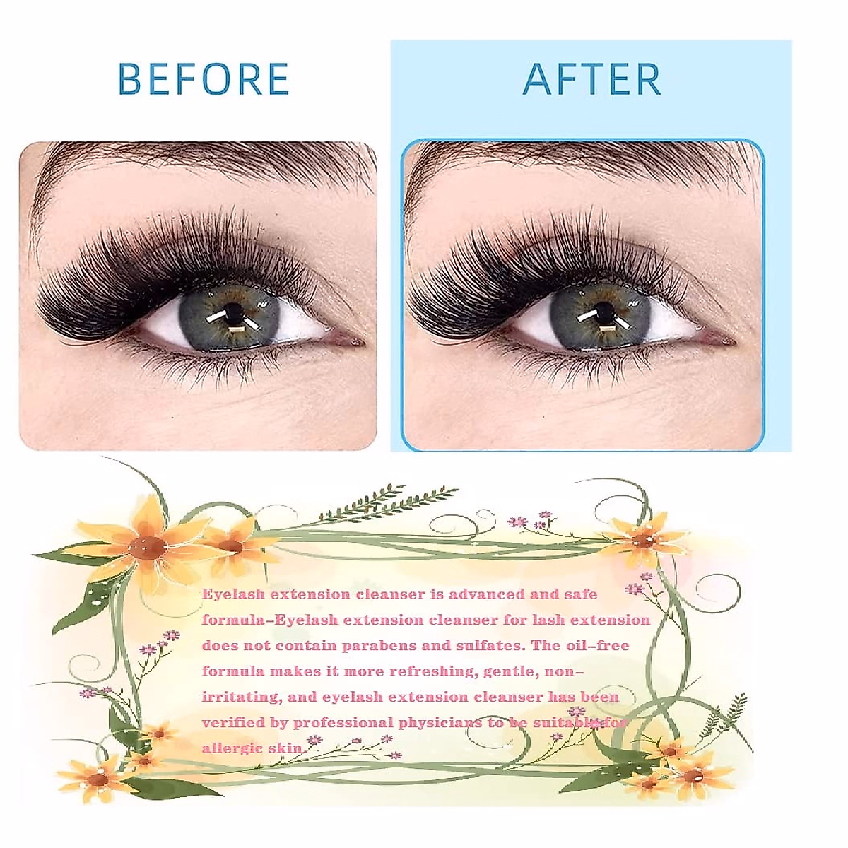 Eyelash Cleanser Concentrate 100ml Professional Lash Extensions Shampoo Natural Foaming Cleanser for Extensions Lashes with Salon Home Care-Makes 20 Bottles 60ml Eyelash Shampoo(Unscente)