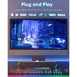 LENRUE G11 Computer Speakers for Desktop, Touch Lights PC Speakers with Surge Clear Sound, USB C/USB Powered for Computer Desktop PC Laptop Monitor