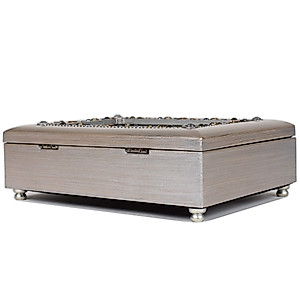 Cottage Garden Loved Unconditionally Brushed Pewter Jewelry Music Box Plays Wonderful World