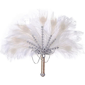 Chinese Fan Folding Hand Fan Bridal Feather Bouquet Decorative Fan Crystal Bridesmaid Wedding Bouquet Flapper Folding Fan Paper Fan Hand Folding Fans Vintage Style
