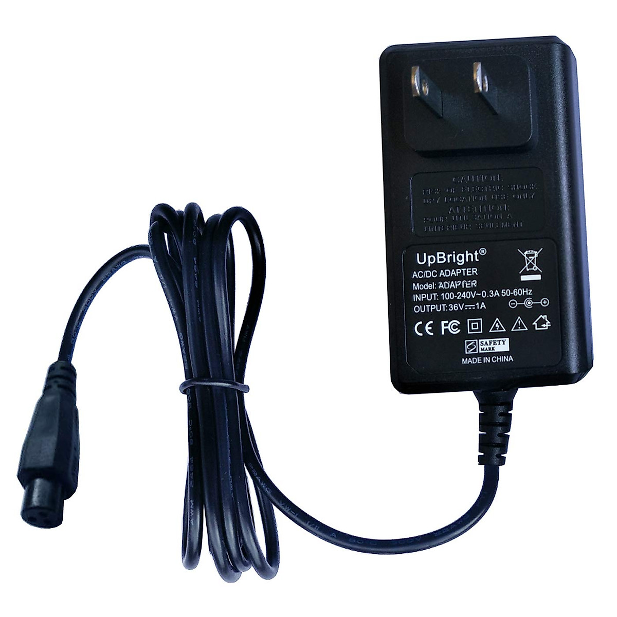UpBright 3-Pin 36V 1A AC/DC Adapter Compatible with Qili QCF3601P1A100 W151550590140 Hon-Kwang HK-AD-360U100-US W15155059014 QL-09005-B3601500F Razor Hovertrax 2.0 SWAGWAY X1 Scooter Battery Charger
