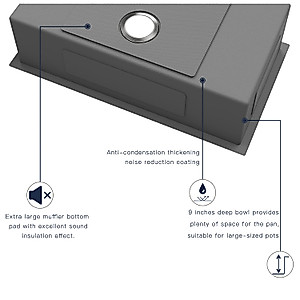 kitchen Sinks 30x18 inch Undermount kitchen sink stainless steel sink 16 Gauge Single Bowl kitchen sinks Set (5 Item Bundle: Sink, Bottom Grid, Drain Assembly, Drain Cap, Kitchen Towel)