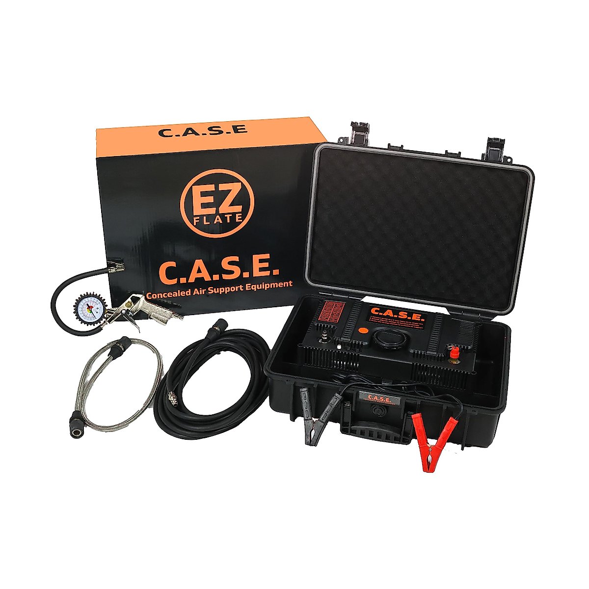EZ FLATE C.A.S.E. 12 Volt Air Compressor Built Into Heavy Duty Case | Dual Air Compressor | 10.6 CFM | Offroad Air Compressor 4x4 |150 PSI | Portable Inflator With Pressure Gauge