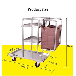Stainless Steel Cleaning Cart, Commercial Traditional Housekeeping Service Carts, Cleaning Supplies Tool Cart Cleaning Rrolley Tool Cart Mobile Cleaning Trolley, For Garden School Hospital Factory H