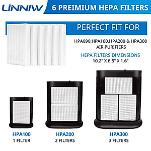 HPA300 HEPA Filter R for Honeywell Air Purifier Filter Replacement HPA200, HPA100, HPA090, HPA5300 Series Models, Fits for Honeywell Filter R, Replaces No. HRF-R1 HRF-R2 HRF-R3, 6 Pack