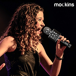 Mockins 2 Pack Black Bluetooth Karaoke Microphone for Kids with Bluetooth Speaker | Wireless Microphone Karaoke Compatible w/Android & iOS | Bluetooth Microphone Wireless | Karaoke Mic