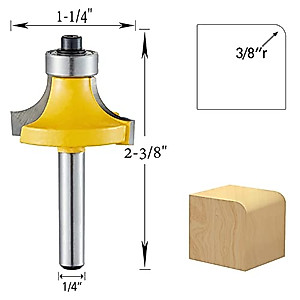 Yueqing Zhongji roundover Router bit 1/4 Shank Router bits 1/4 Shank 1/4-Inch Shank Roundover Edging Router Bit Set，Corner Rounding Edge Forming Bit Set， 1/8", 1/4", 3/8", 1/2" Radius (4 Pack)