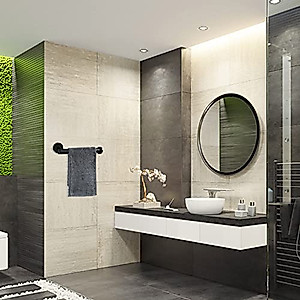 Hand Towel Holder for Bathroom, Matte Black Hand Towel Bar, SUS304 Stainless Steel Hand Towel Hanger, Wall Mounted Small Hand Towel Ring, 9 Inch Round Heavy Duty Towel Rack for Bathroom, Kitchen