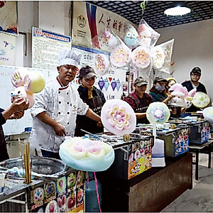 Candy Floss Maker Machine Commercial, Cotton Candy Maker Floss Machine Cart 1350W, Temperature and Speed Control, Tabletop Commercial Cotton Candy Sugar Maker