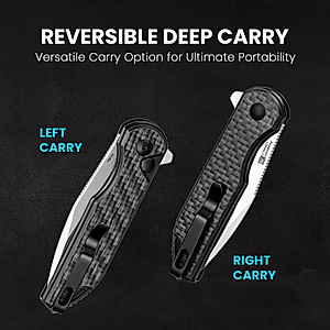 Kizer Assassin Pocket Knife, 3.04" 154CM Steel Blade, Folding Knife, Black Carbon Fiber and G10 Handle, EDC Knife with Flipper Opener, V3549C3
