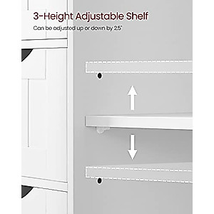 VASAGLE Bathroom Floor Storage Cabinet, Bathroom Storage Unit with 3 Drawers, Bathroom Cabinet Freestanding, Adjustable Shelf, 11.8 x 23.6 x 35.4 Inches, White UBBC542P31