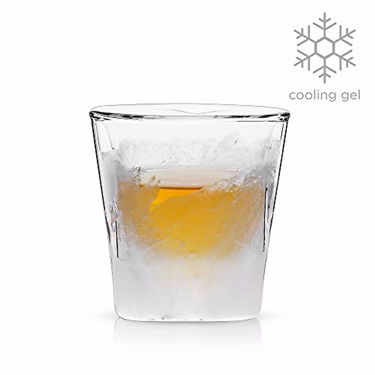 Viski Glacier Whiskey Glass, Double Walled Chilling Whiskey Glass, Active Cooling Gel, 6 Ounces, Clear Glass, Chilling Technology, Set of 1
