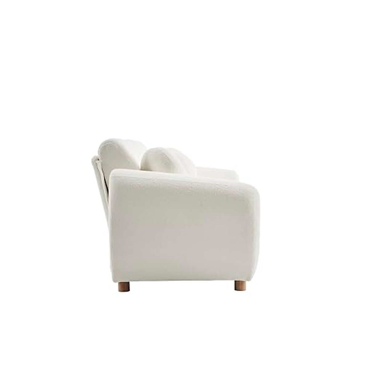 Deap Seat Curved Modular Sectional Sofa Teddy Fleece Upholstered Cloud Couch with 5 Decorative Throw Pillows,Modern Luxury 3-Seat Boucle Leisure Sofá with Solid Wood Legs for Living Room Office