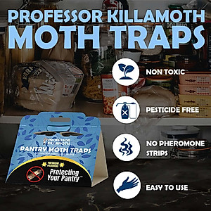 Professor Killamoth Pantry Moth Traps 6 Pack | New Blue Design | Child and Pet Safe | Premium Attractant