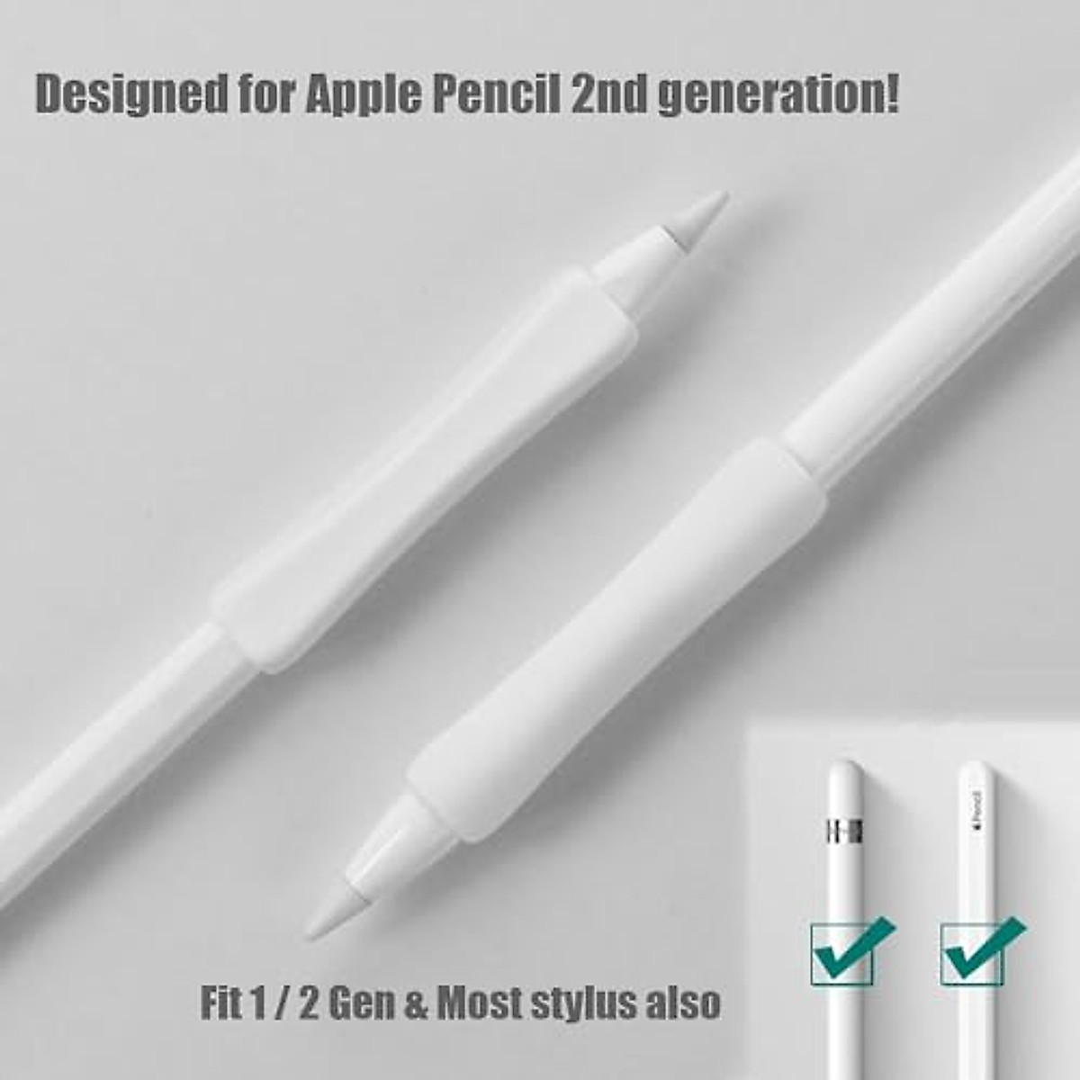 3 Pack Grips Case for Apple Pencil 2nd Generation/ 1st Gen, Support iPad Magnetic Charging, Sensitive Double Click, SIXFU Regular Stylus Grips Anti Roll Soft Cover for iPencil (Pink, Purple,White)