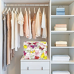 innewgogo Flowers Butterflies Storage Bins with Lids for Organizing Storage Baskets with Handles Oxford Cloth Storage Cube Box for Room