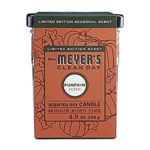 Mrs. Meyer's Soy Aromatherapy Candle, 25 Hour Burn Time, Made with Soy Wax and Essential Oils, Pumpkin, 4.9 oz