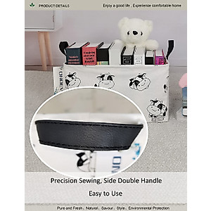 ONOEV Rectangular Folding Laundry Basket,Canvas Basket,Nersury Hamper,Suitable for Children,Office,Bedroom,Clothes,Toys Storage (REC Cow), 14.9’’L ×10.2’’W×9.05’’H inches