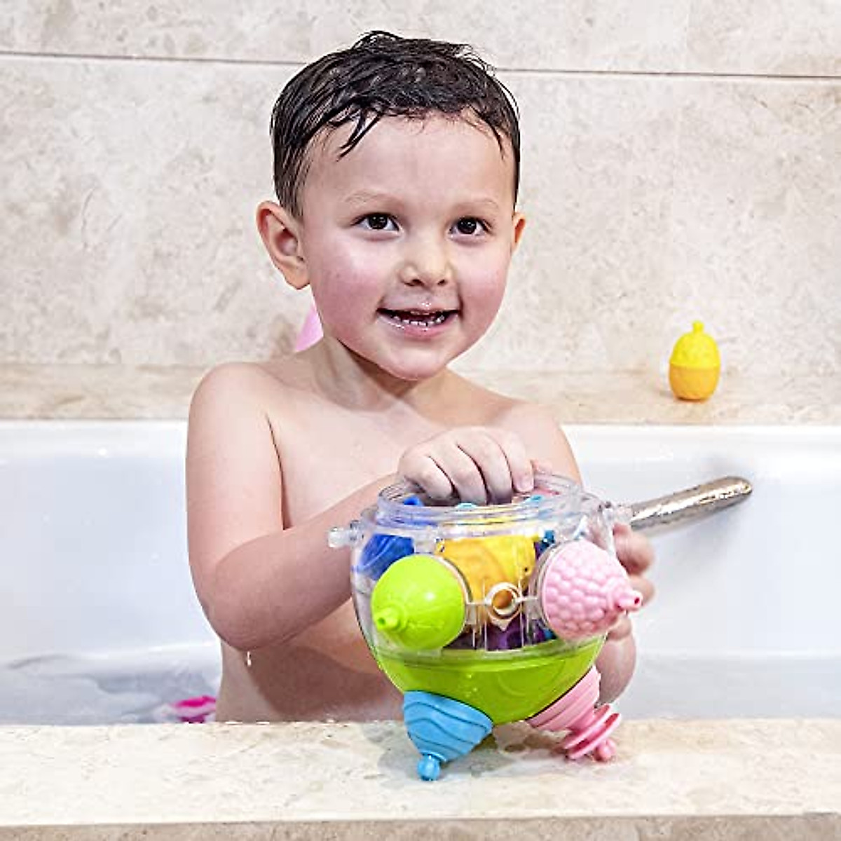 Lalaboom 3-in-1 Splash Ball And Educational Pop Beads Bath Toy - 12 Pieces - Ages 12 Months to 4 Years - BL510