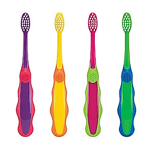 SmileGoods Y231 Child Toothbrush, 23 Tuft, Soft Bristle, with Extra Wide Handle, 72 Individually Packaged Premium Toothbrushes, Assorted Colors Bulk Pack
