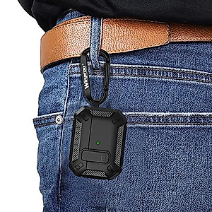 Winproo Airpods Pro 2 Case Cover with Lock, Military Hard Shell Full-Body Shockproof Protective Case Skin with Keychain for Airpods Pro 2nd Generation [Black]