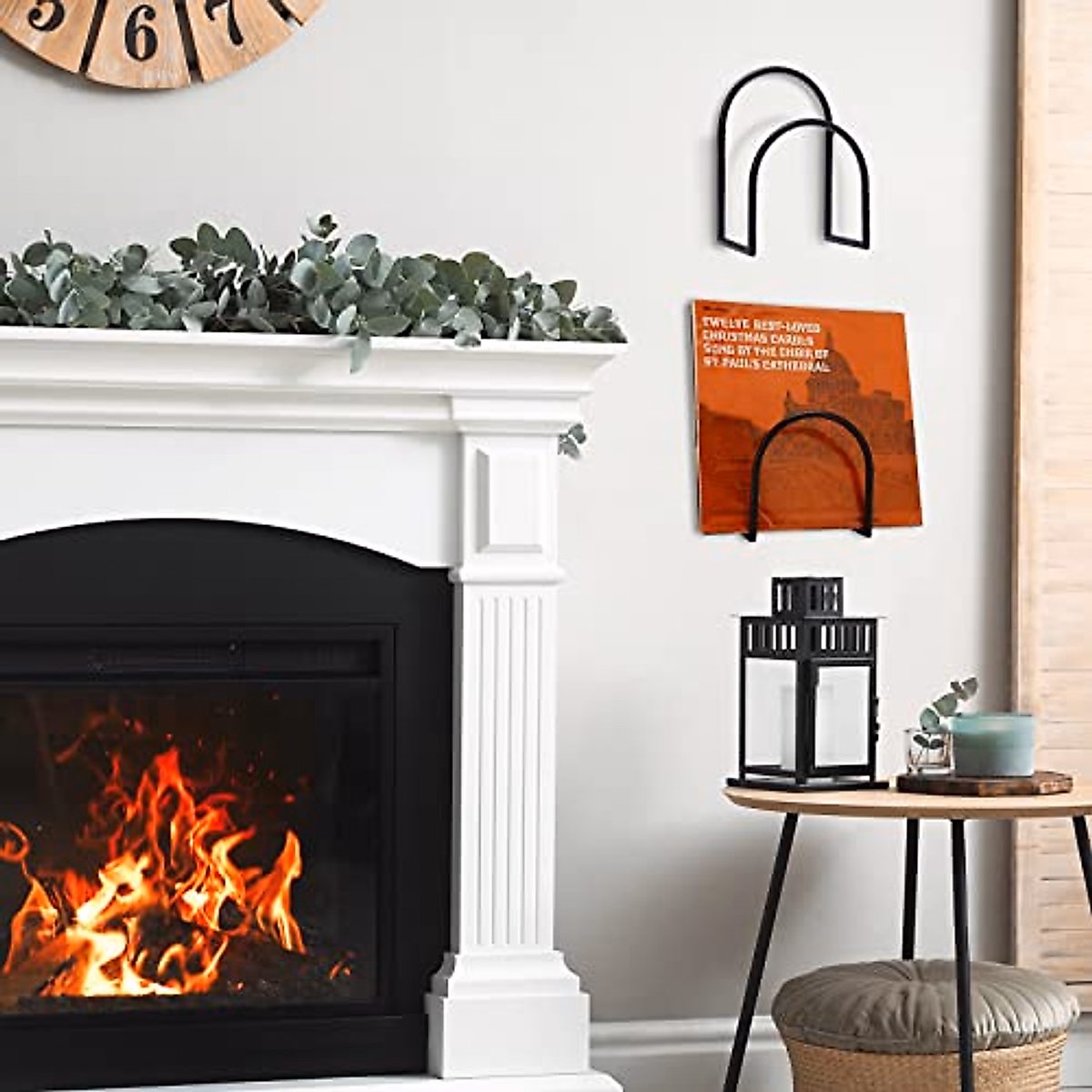 Telihel Vinyl Record Holder Set of 2, Wall Mounting Record Shelf Vinyl Storage Rack for Up to 25 Single Records, Perfect Album Holder to Store and Display Your Valuable Vinyl Collection